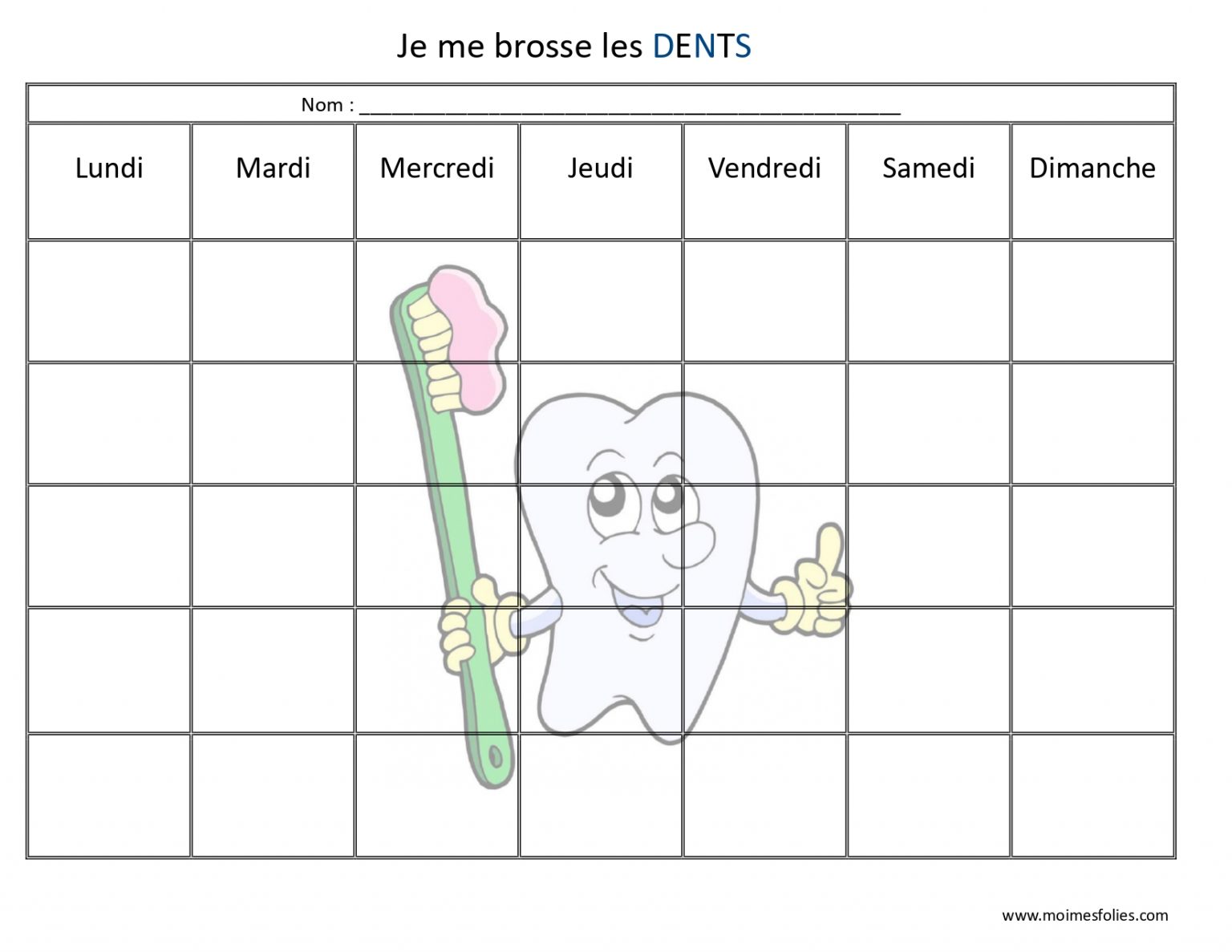 Imprimer – Tableau de motivation – Moi mes folies